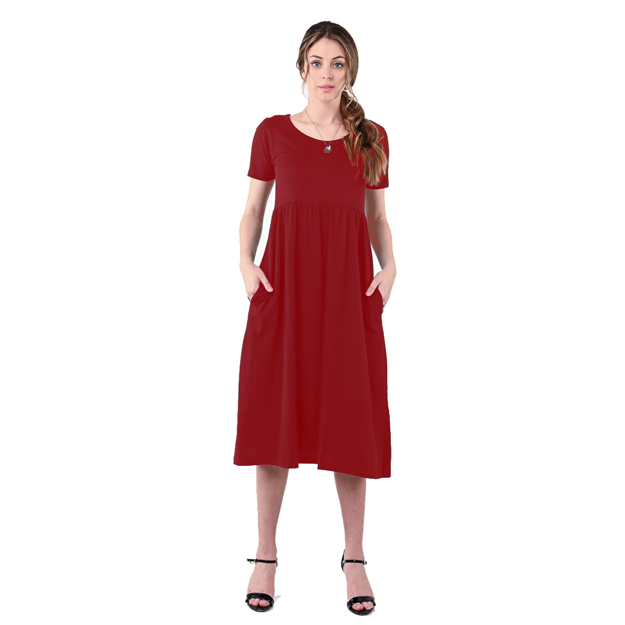 USBD Premium Cotton Made Maxi Dress with Pockets Waisted Casual Long M